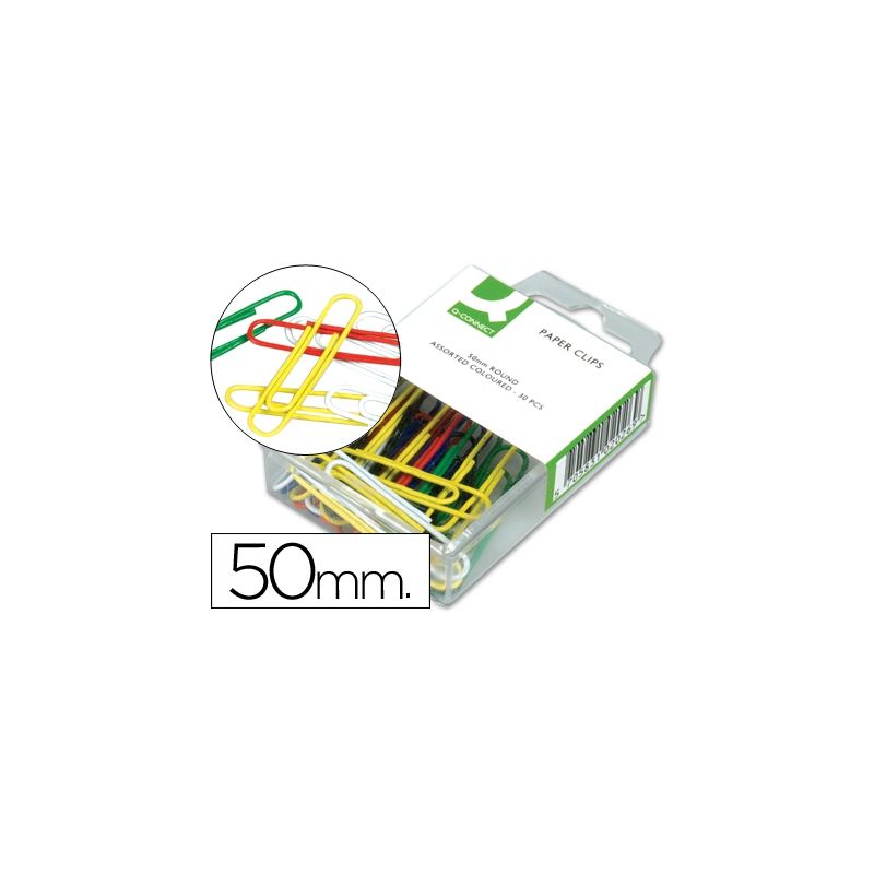 CLIPS COLORES Q-CONNECT 50 MM CAJA DE 30 UNIDADES COLORES SURTIDOS