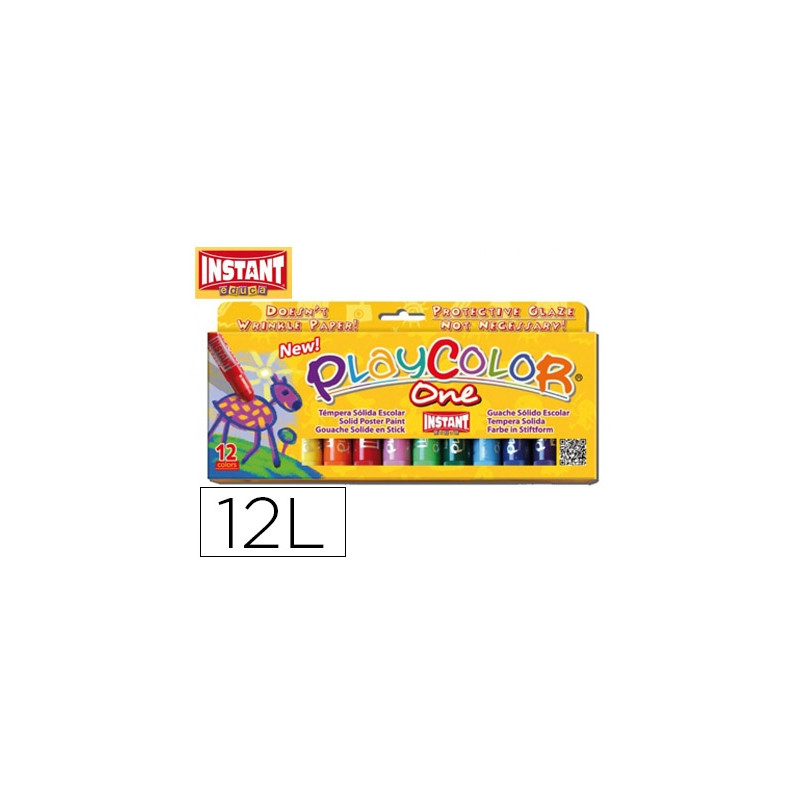 TEMPERA SOLIDA EN BARRA PLAYCOLOR ESCOLAR CAJA DE 12 COLORES SURTIDOS